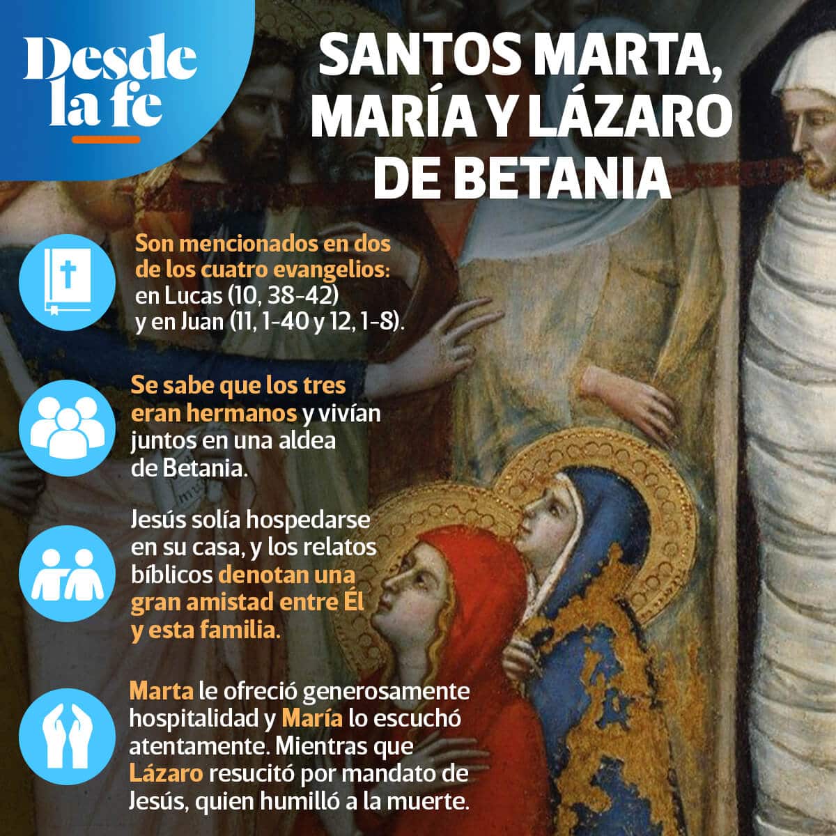 Hoy la Iglesia Celebra a los Santos Marta, María y Lázaro